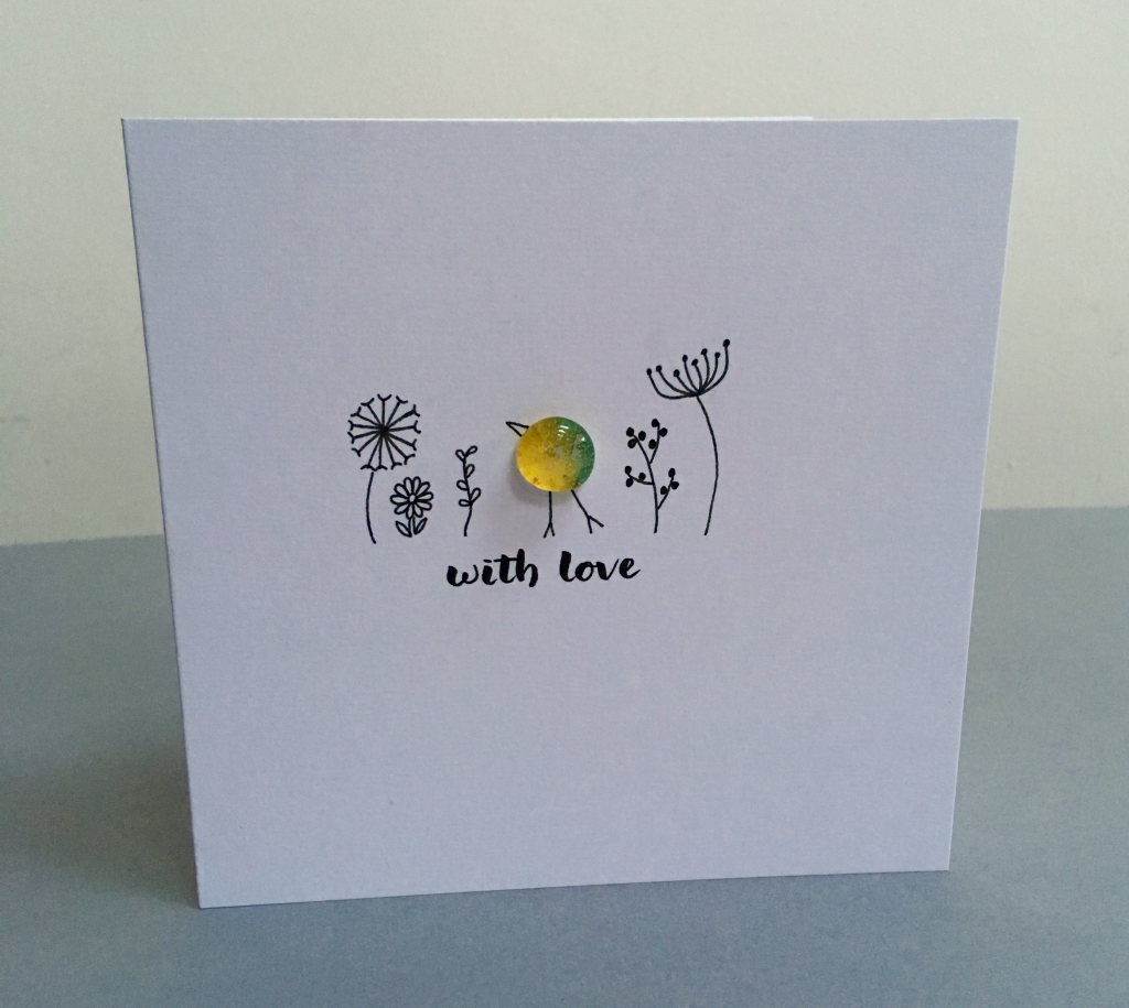 Greetings card with the message 'with love' - www.salviaglass.co.uk