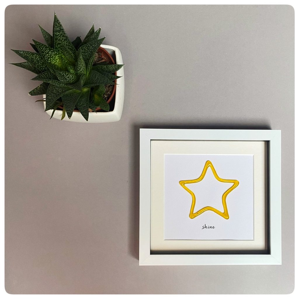‘Shine’ yellow glass star frame - www.salviaglass.co.uk - Made in UK
